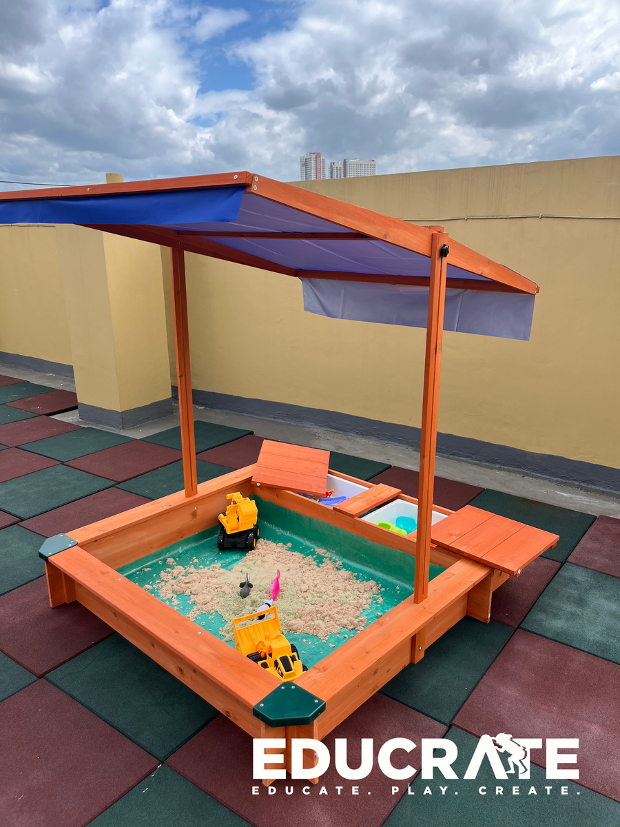 Emery SandBox with Rotatable Canopy and Bins Outdoor/Indoor – Wear Love ...