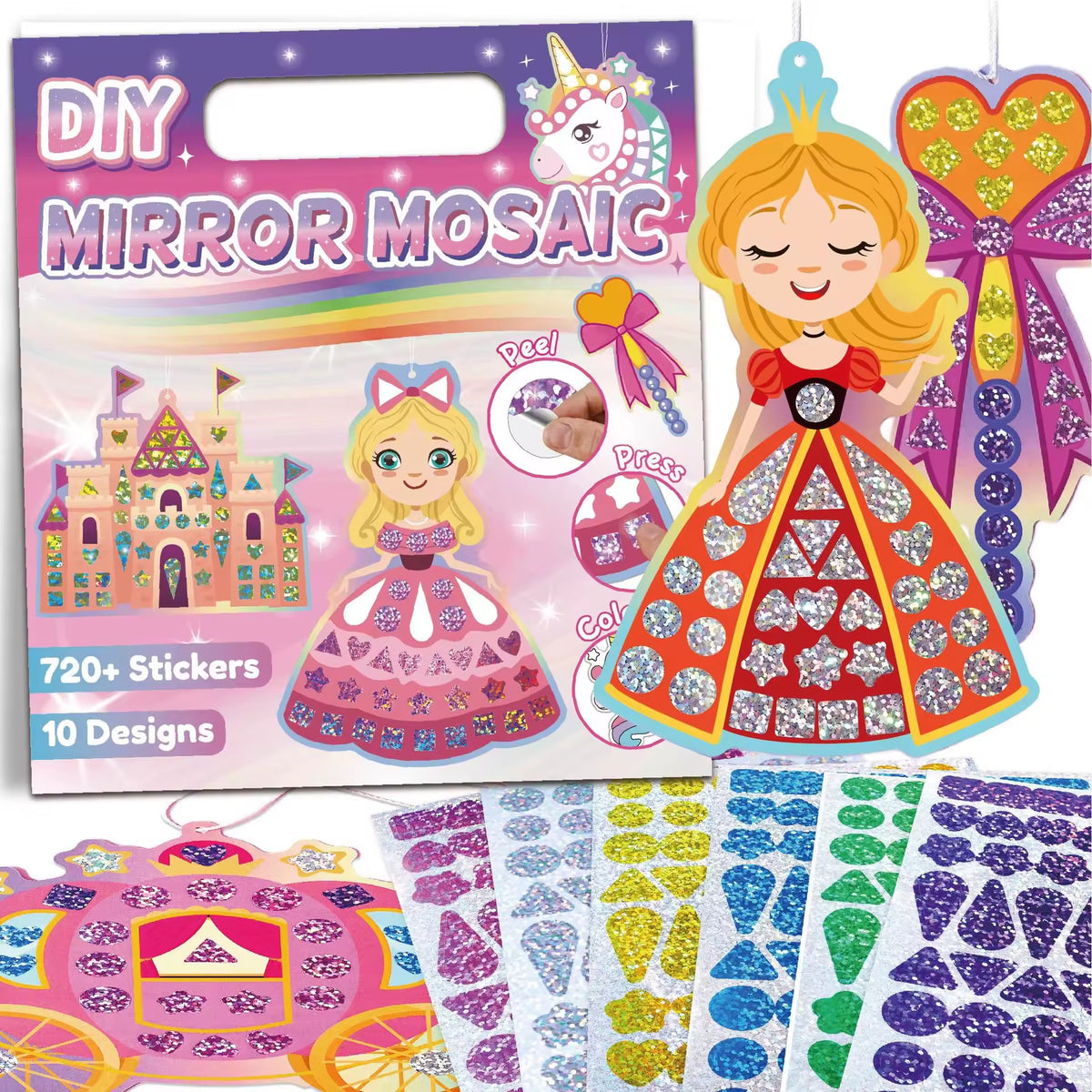 DIY Mirror Mosaic Sticker Kit – 120+ Glitter Stickers | Decoration key ...