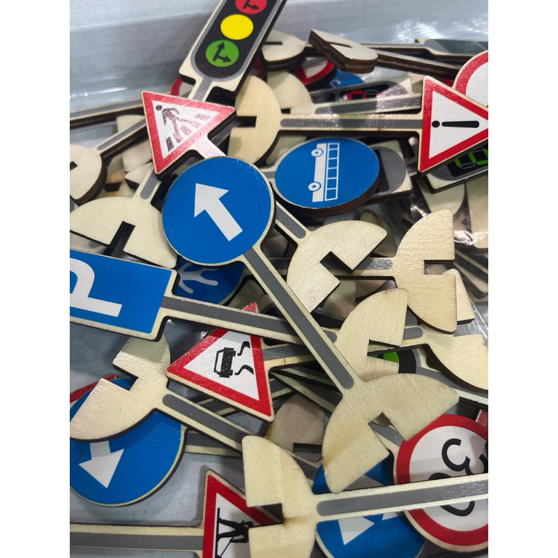 Wooden traffic sign learning toy with flashcard and Mat – Wear Love ...