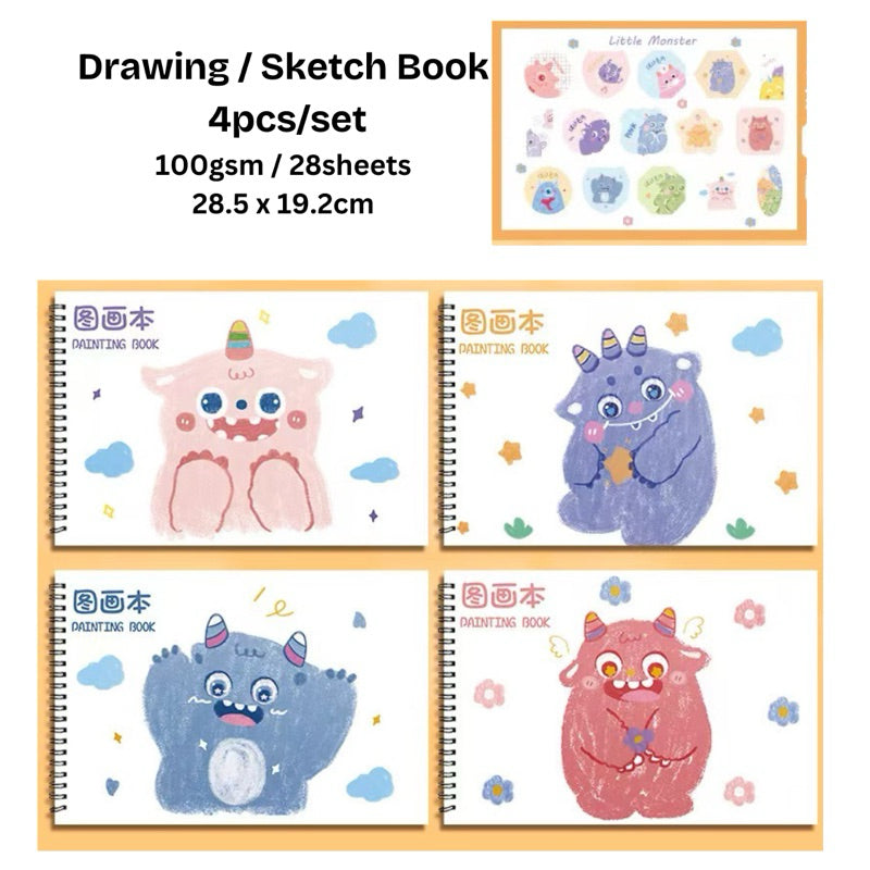 4pcs Drawing / Sketch / Painting Book Pad with Sticker creative arts s ...